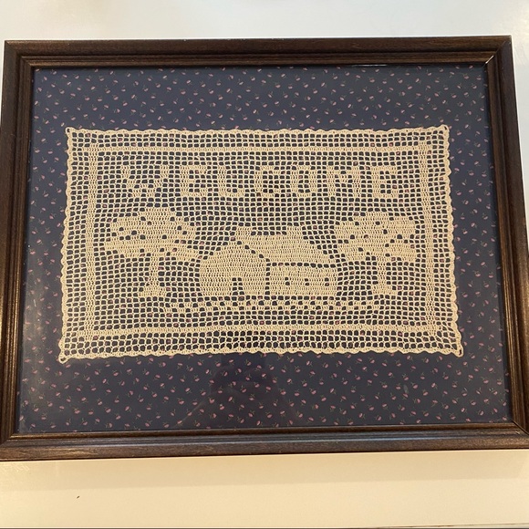 Accents | Vintage Framed Welcome Filet Crochet | Poshmark